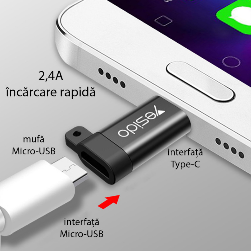 Yesido Micro-USB Buchse auf USB-C Stecker Adapter